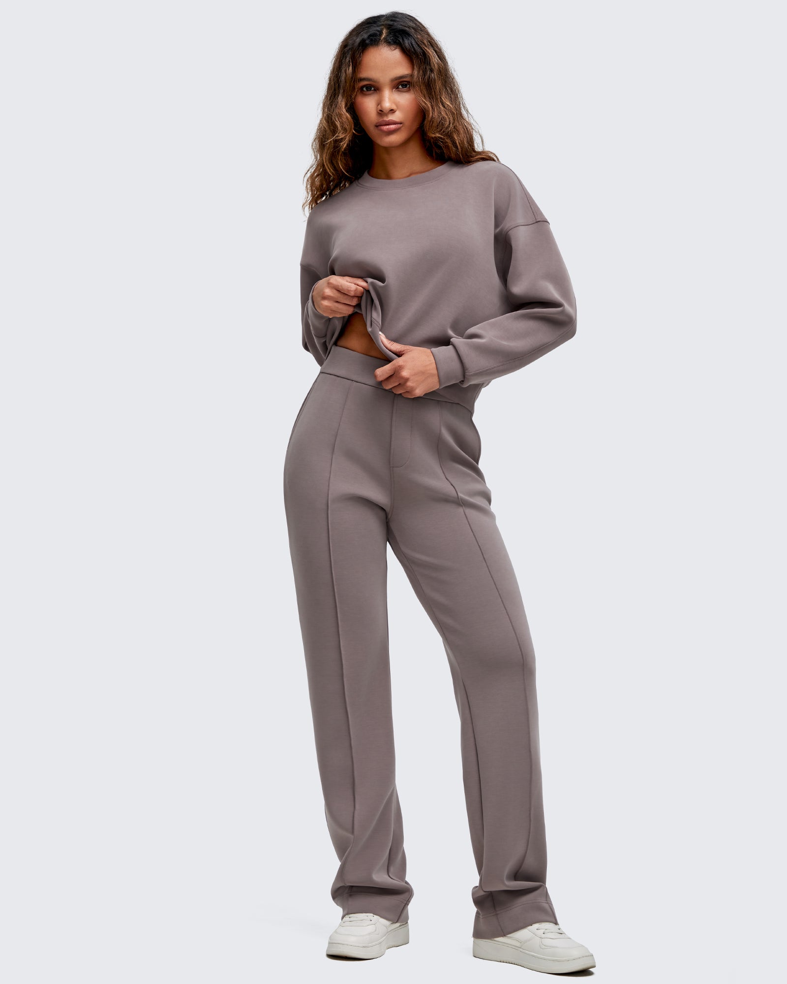 High-Waist Straight Leg Pants – Women's Sweatpants, Wide